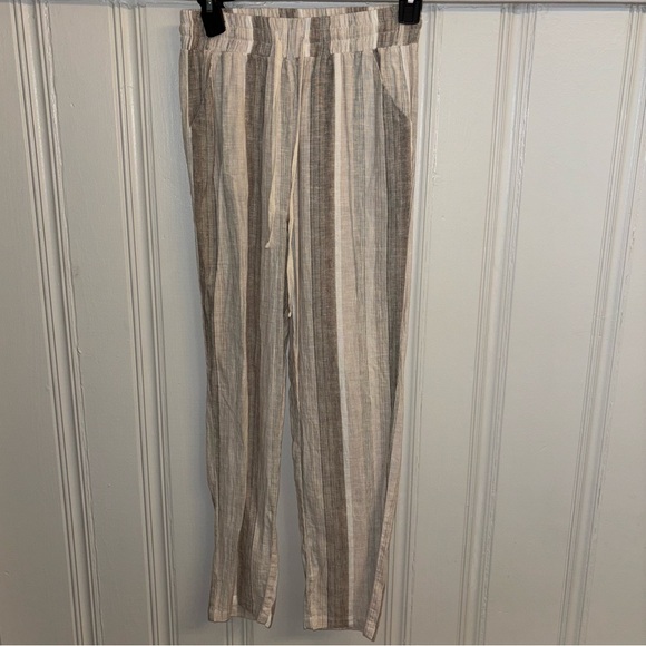 Elan | Pants & Jumpsuits | Elan Small Earthy Neutrals Striped Linen ...